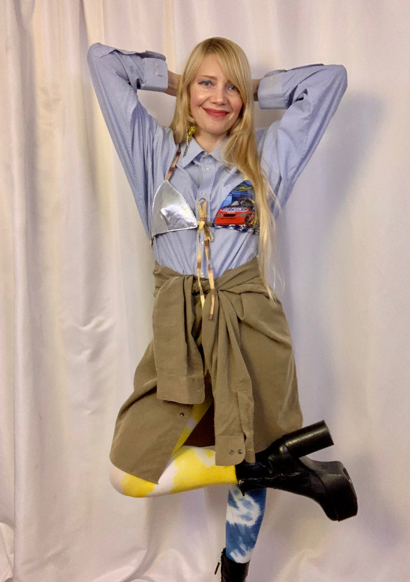 Recycled blueberry lemon drama tights – Shop Journal Vintage